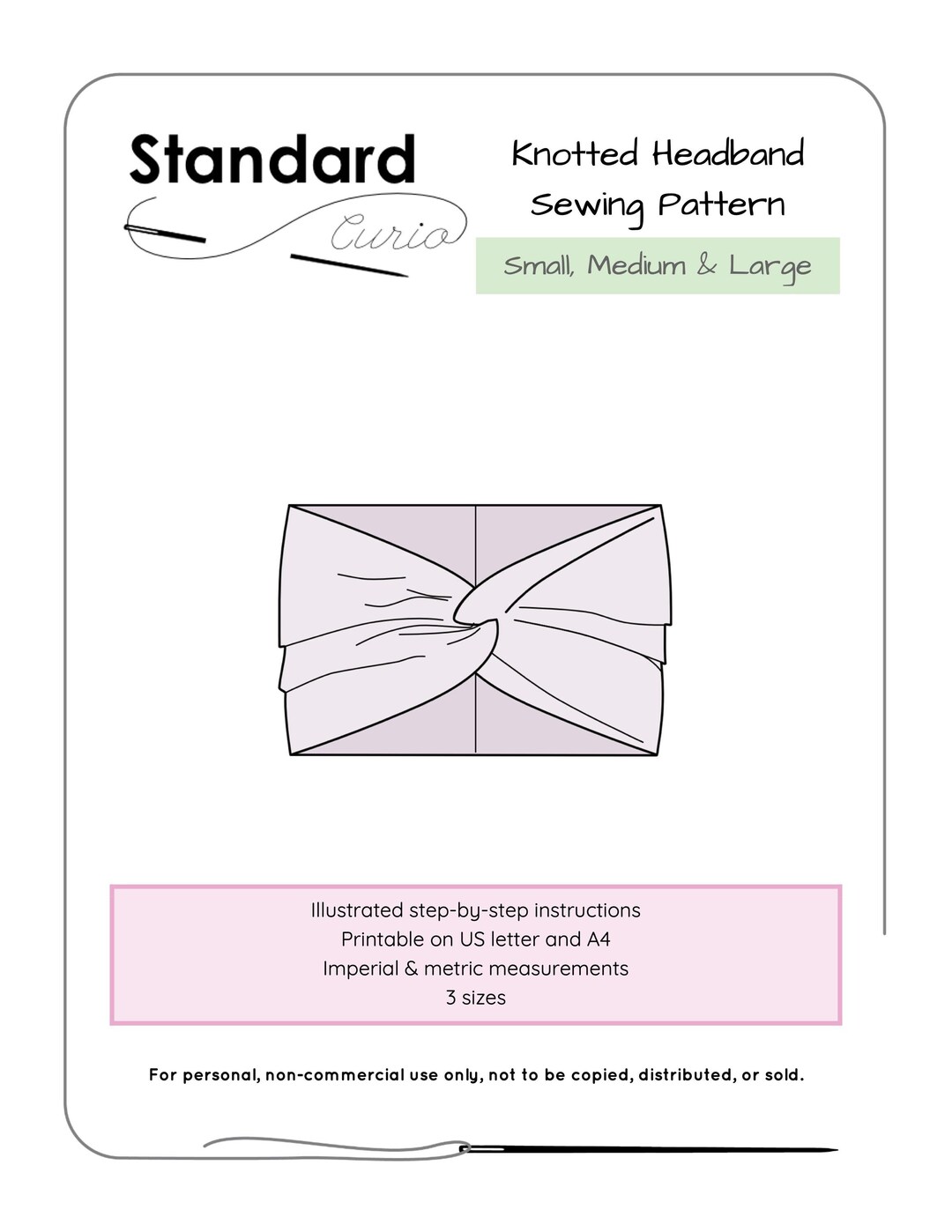 Knotted Headband PDF Sewing Pattern | 3 Adult Sizes | Beginner Friendly ...