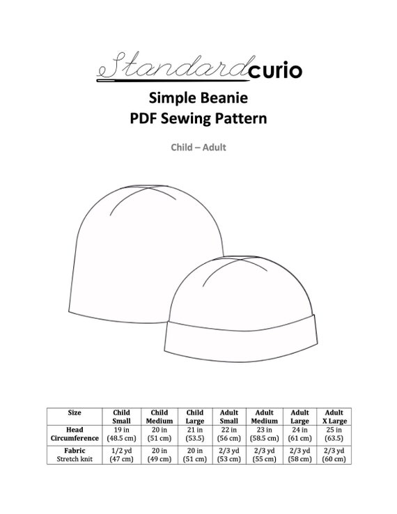 PDF Simple Beanie Sewing Pattern 7 Sizes Child Adult - Etsy