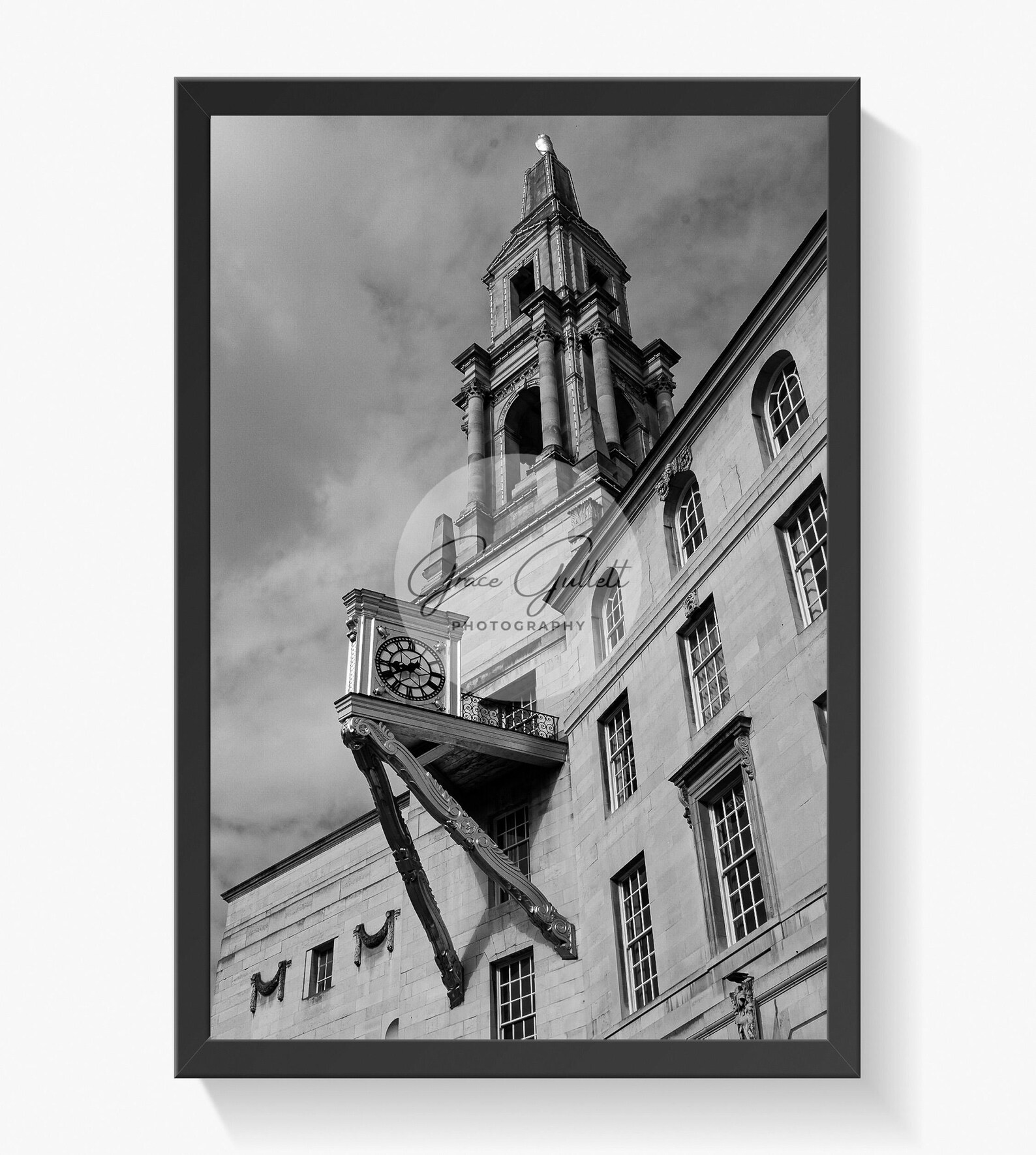 Clock Tower Photo, Digital Download, Black and White Photo, Urban Art ...