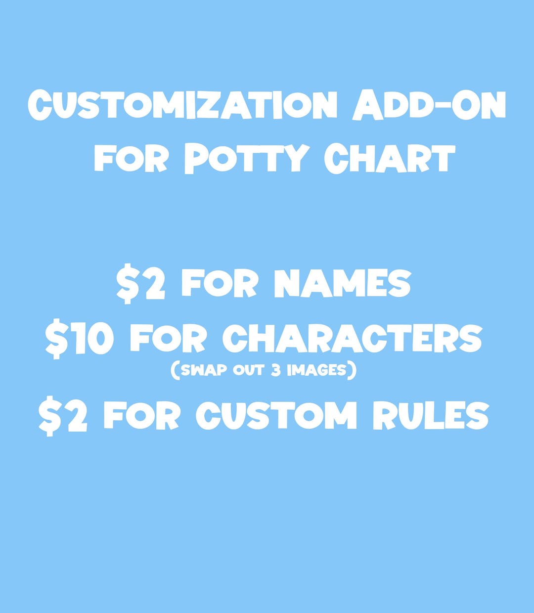 Customization Add-on for Potty Chart (names, Characters, Rules) - Etsy