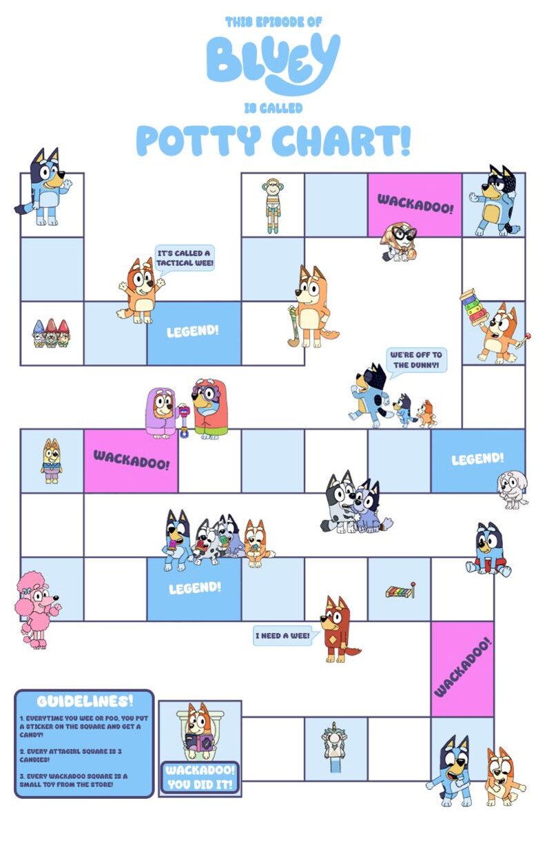 Bluey Potty Reward Chart 11x17 - Etsy
