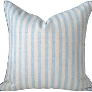 Harvey Pillow Cover | 20x20 Coastal Throw Pillow | Blue Grey Piping ...