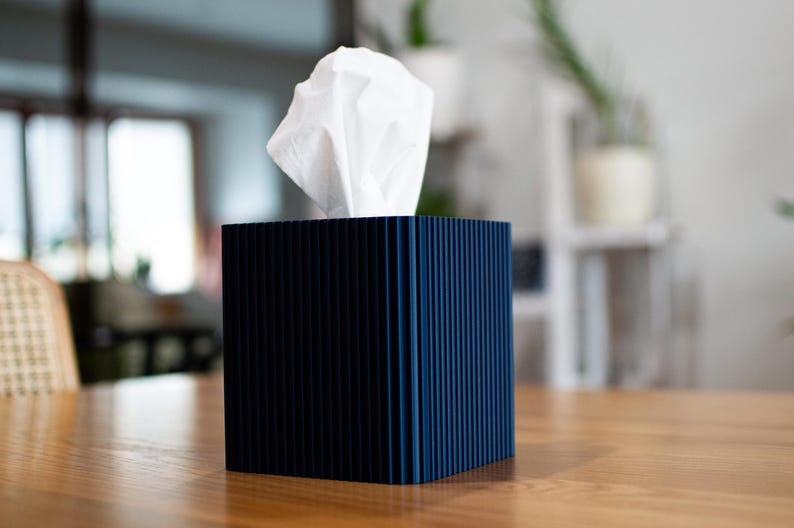 Modern Ribbed Tissue Box Cover – Minimalist 3D Printed Square Tissue ...