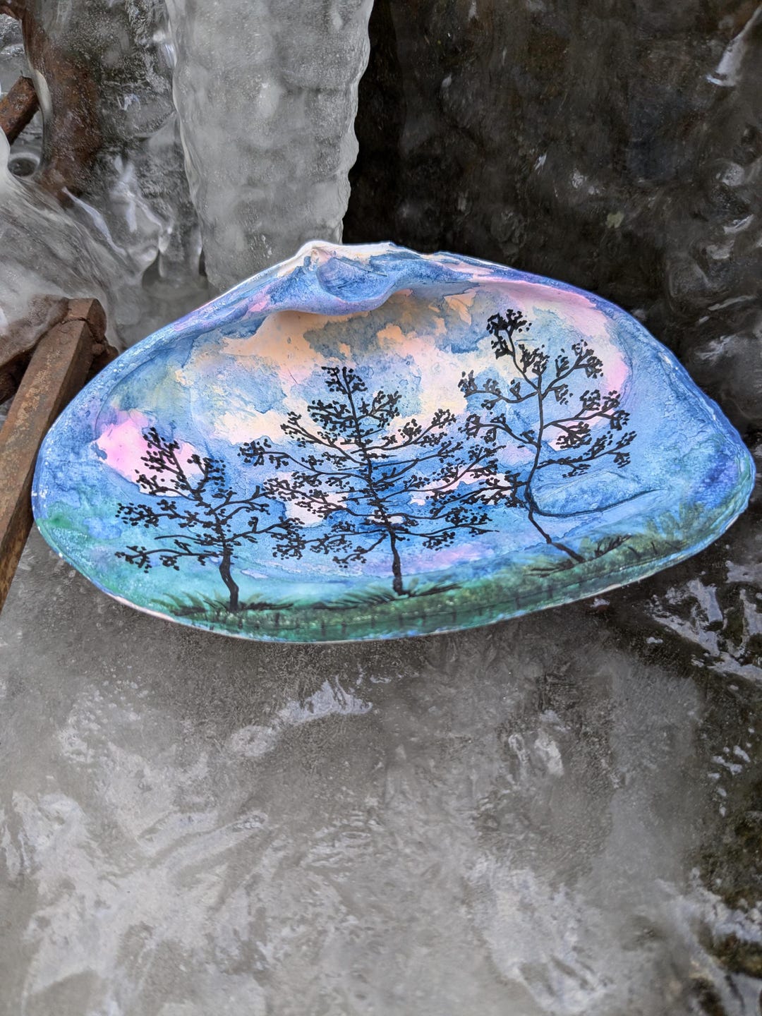 Sea Shell Hand Painted Gift for Friend Beach Lover Ocean Art Trinket ...