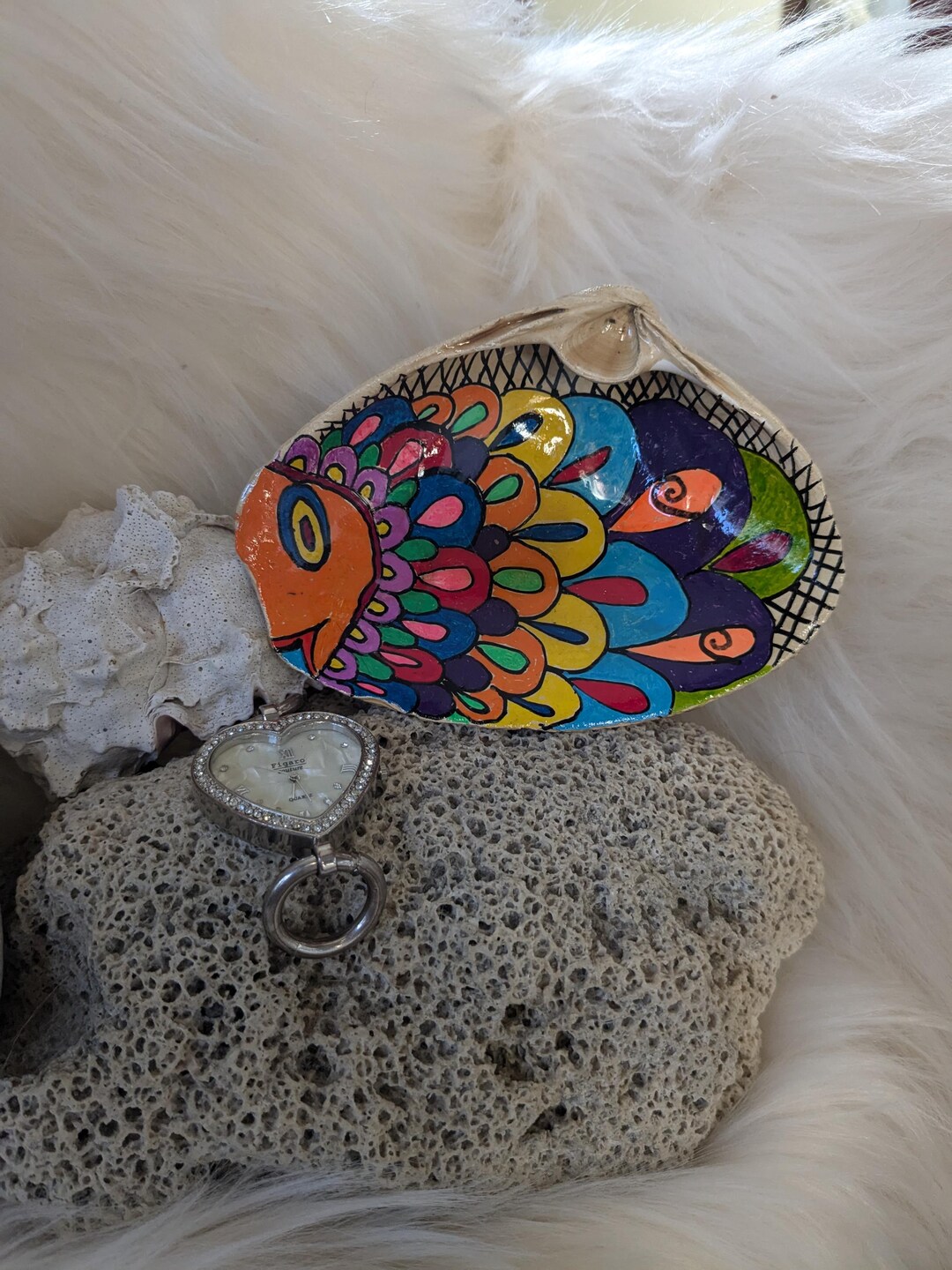 Sea Shell Fish Hand Painted Gift for Friend Beach Lover Ocean Art ...