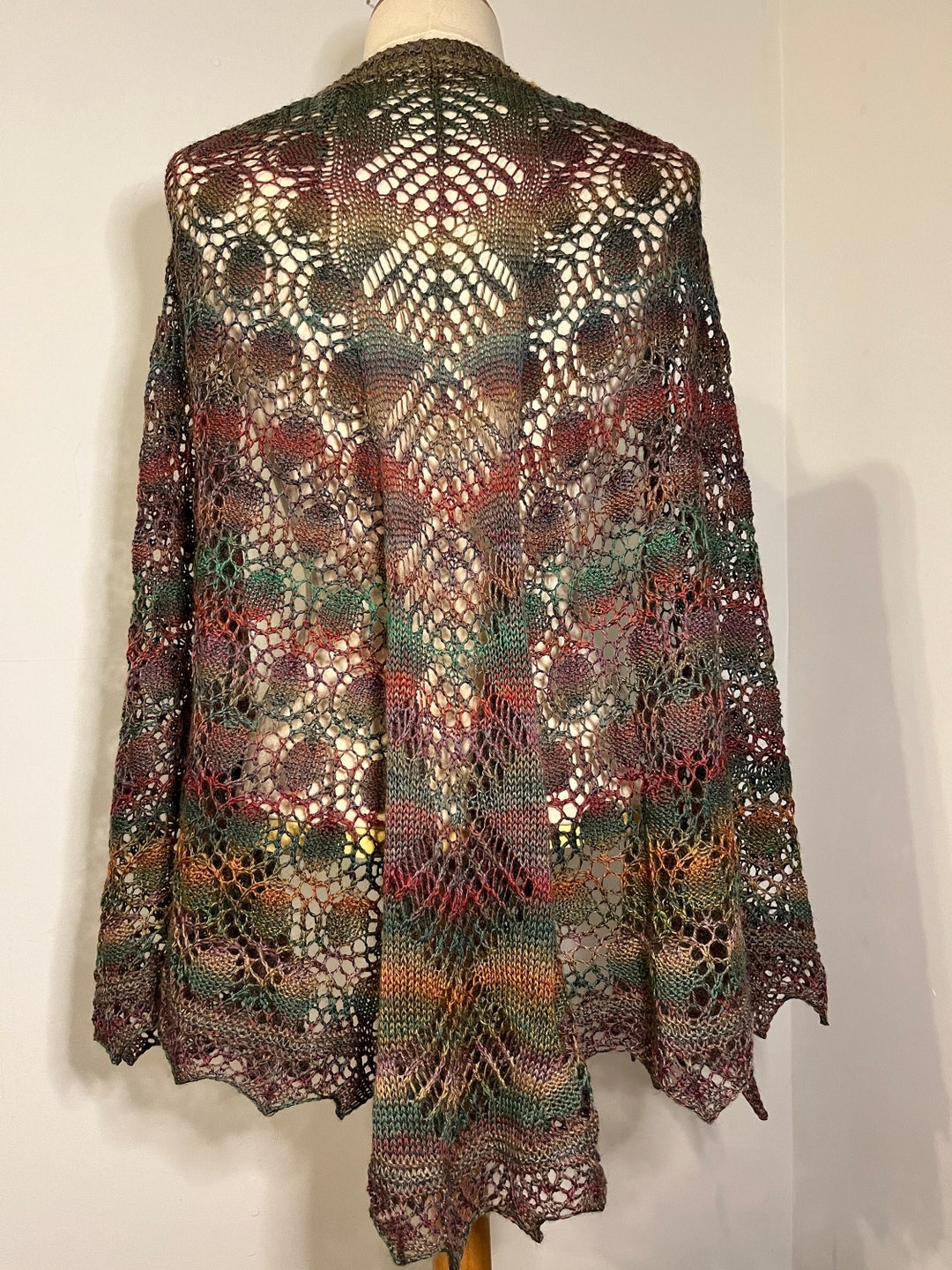 Handknit Lace Wool Shawl in Fall Colors - Etsy