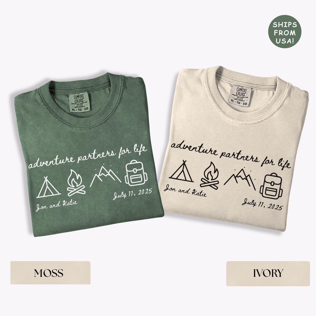 Personalized Adventure Couple Camping Shirt, Comfort Colors® Hiking Tee ...