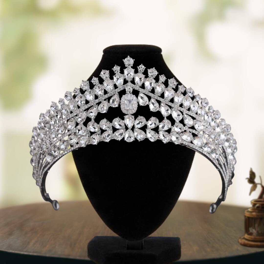 Luxury Bridal Wedding Silver Crown, Princess Handmade Tiara, Elegant ...