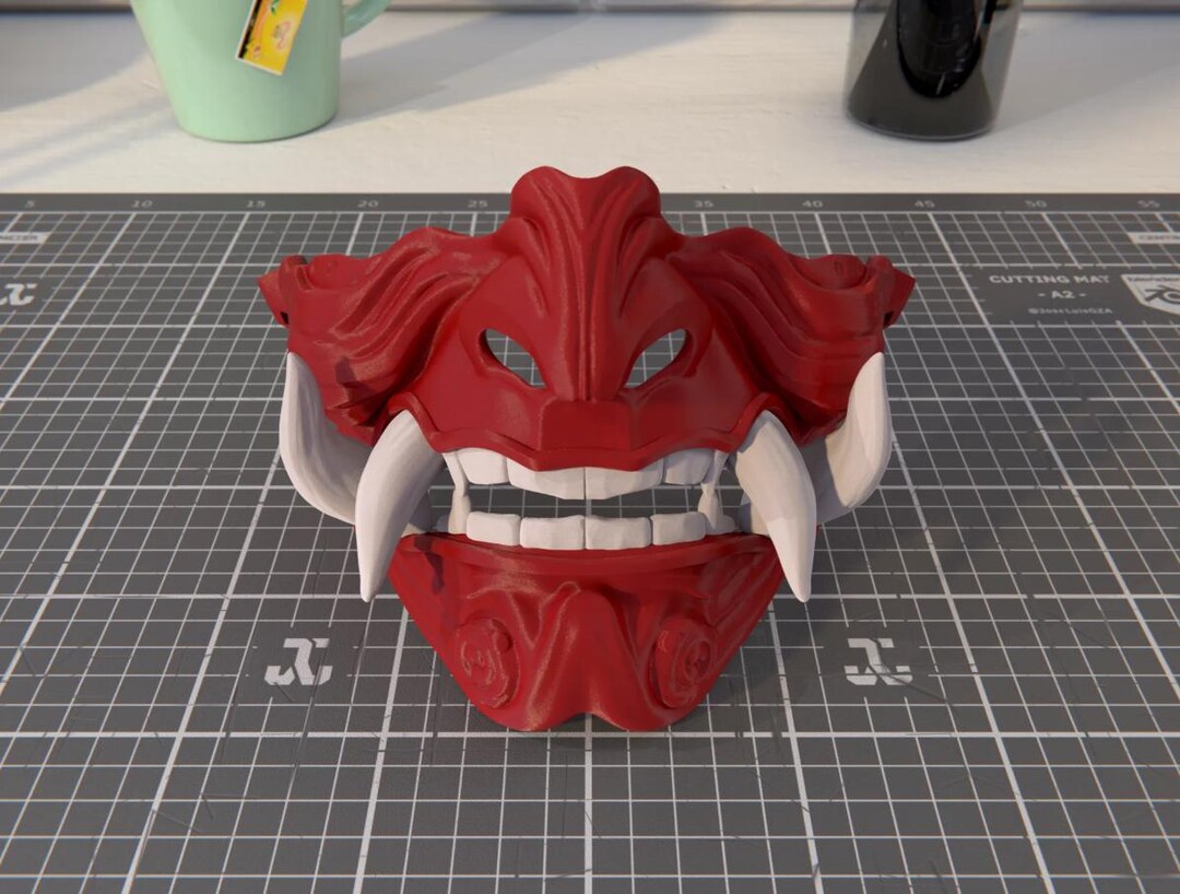 Oni Mask | 3D Printed Japanese Demon Samurai Warrior Halloween Costume ...