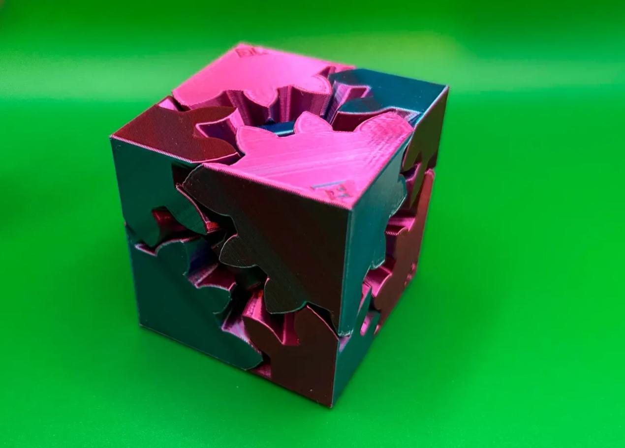 Gear Cube Fidget | 3D Printed Mechanical Stress Relief Desk Toy for ...