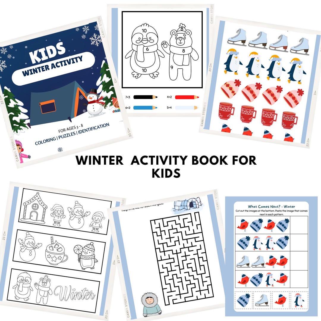 Winter Fun Activity Book for Kids | Printable Digital Download | Fun ...