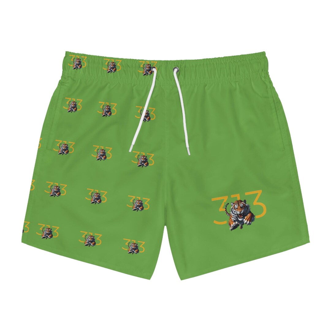 Fierce Tiger Print Swim Trunks, Beach Wear, Summer Swimwear, Poolside ...