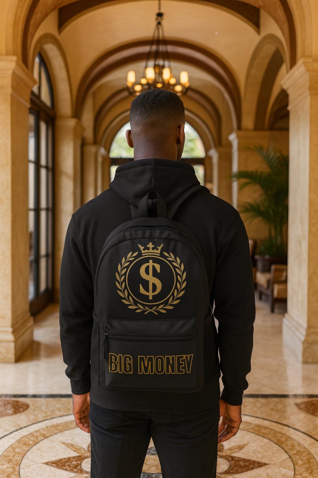 Money Crown Backpack: Trendy Gold Design School Bag - Etsy