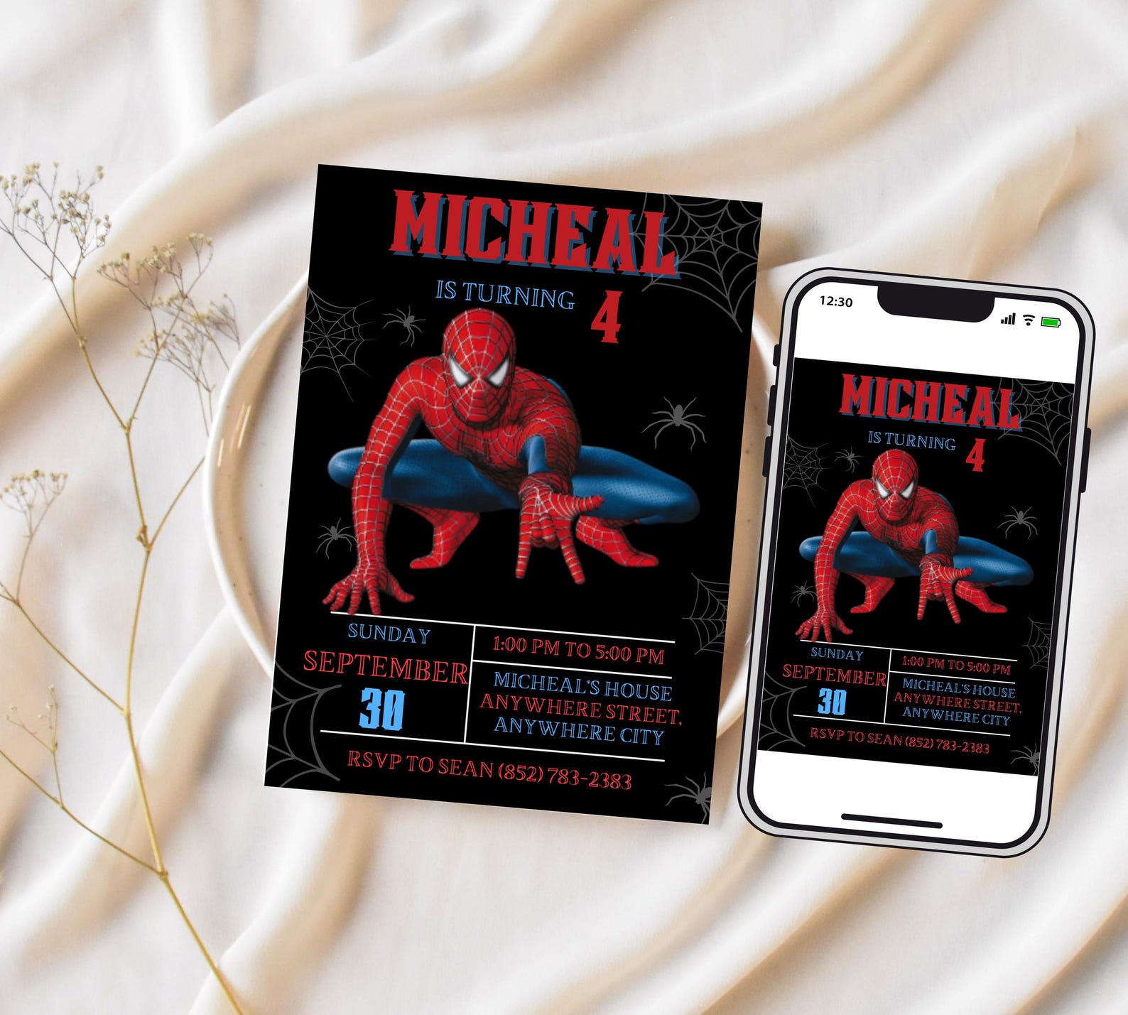 Editable Spider Man Birthday Invitation Template, Printable Birthday ...