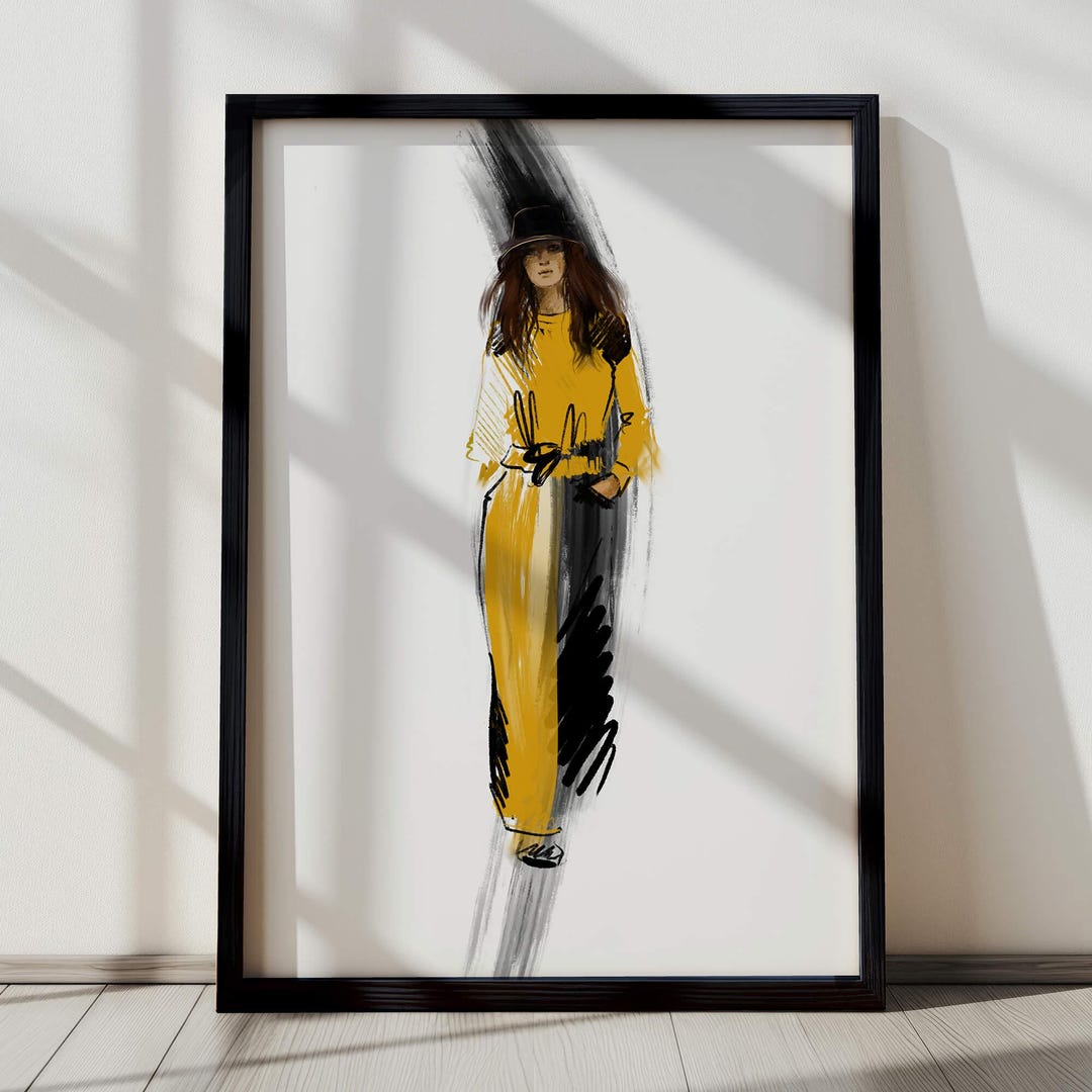 Fashion Illustration Instant Download Wall Art, Model Woman Printable ...