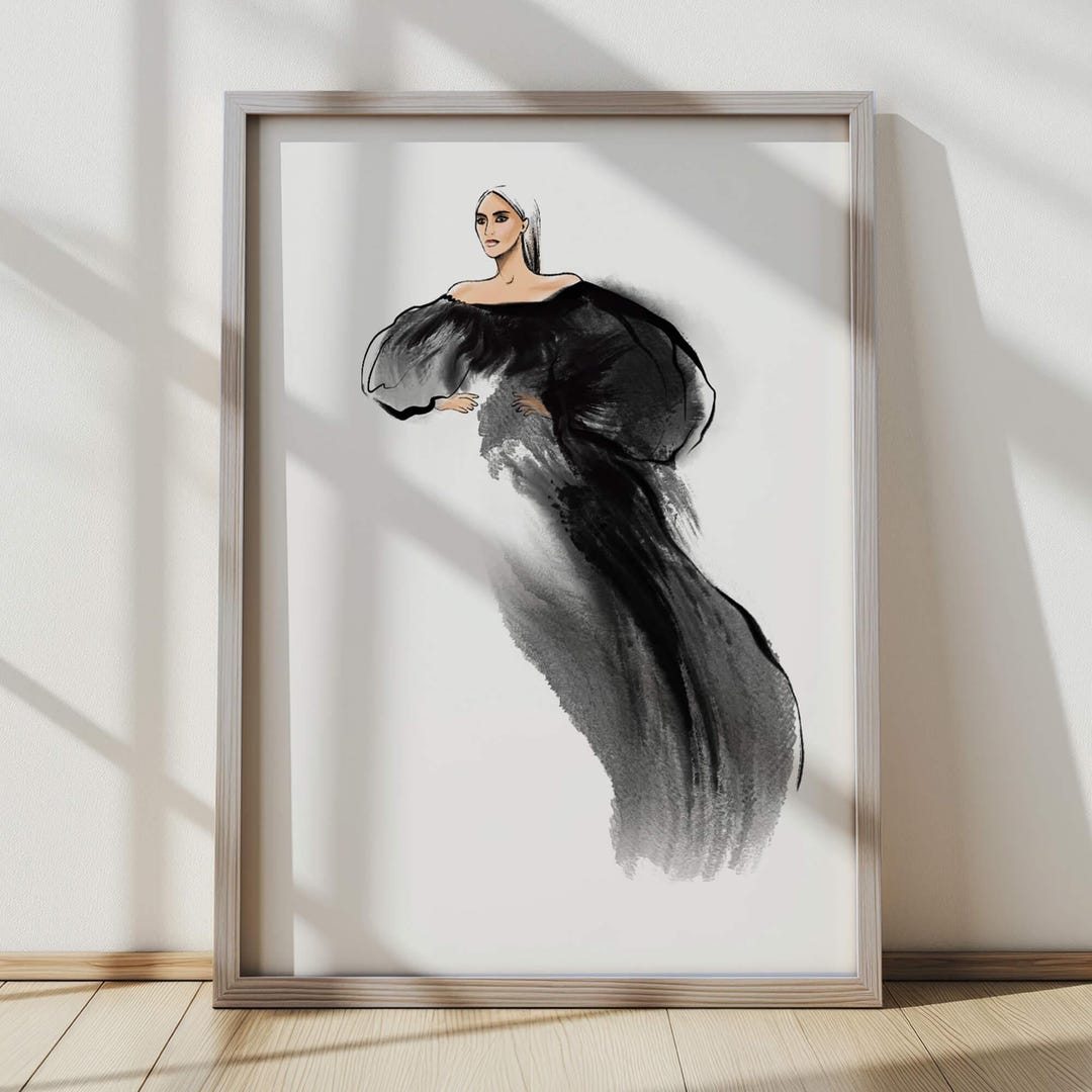 Fashion Illustration Instant Download Wall Art, Model Woman Printable ...