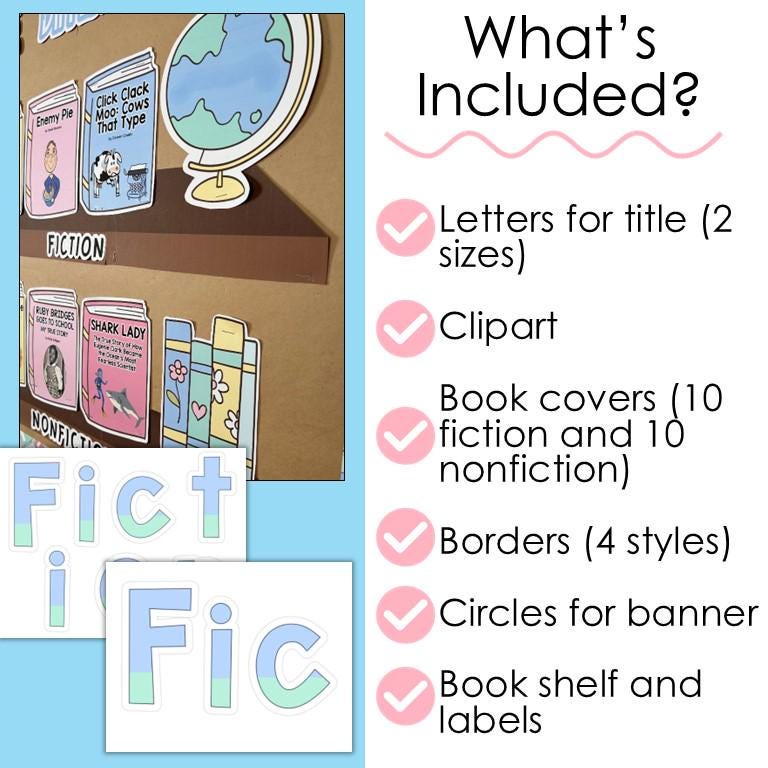 Fiction Nonfiction Library Bookshelf Bulletin Board Genre Teaching ...