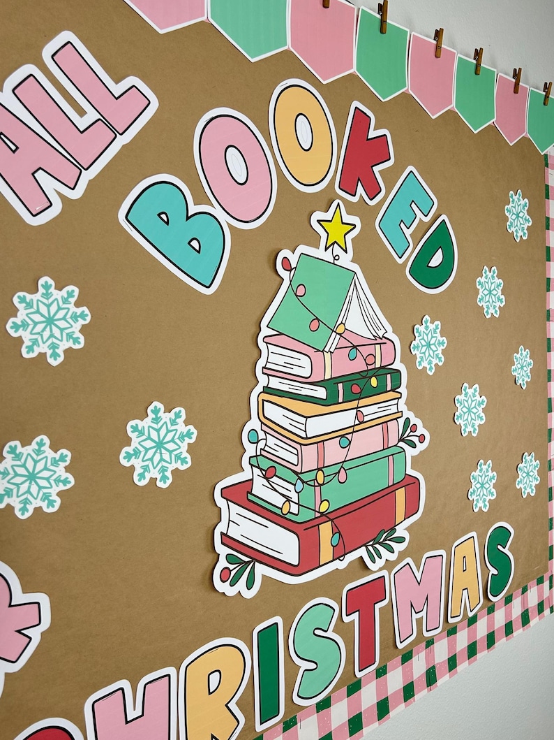 Christmas Library Bulletin Board All Booked for Christmas Reading ...