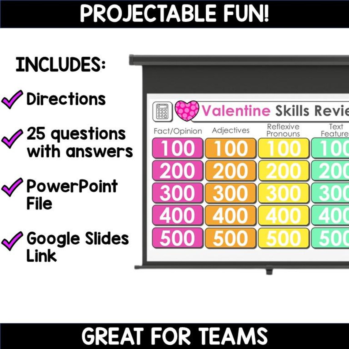 Valentine Gameshow ELA Reading Review 2nd Grade 3rd Grade 4th Grade - Etsy