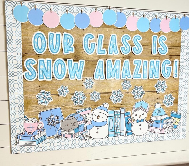 Winter Snowflake Bulletin Board: Classroom Library Decor | Snow Many ...