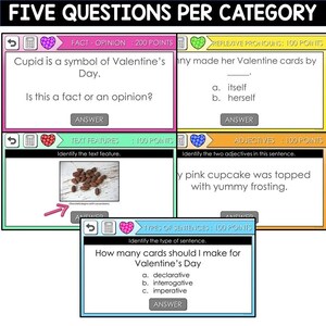 Valentine Gameshow ELA Reading Review 2nd Grade 3rd Grade 4th Grade - Etsy