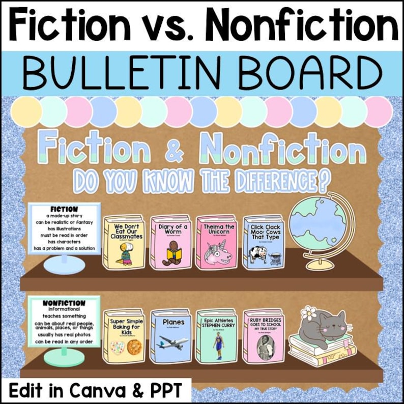 Fiction Nonfiction Library Bookshelf Bulletin Board Genre Teaching ...