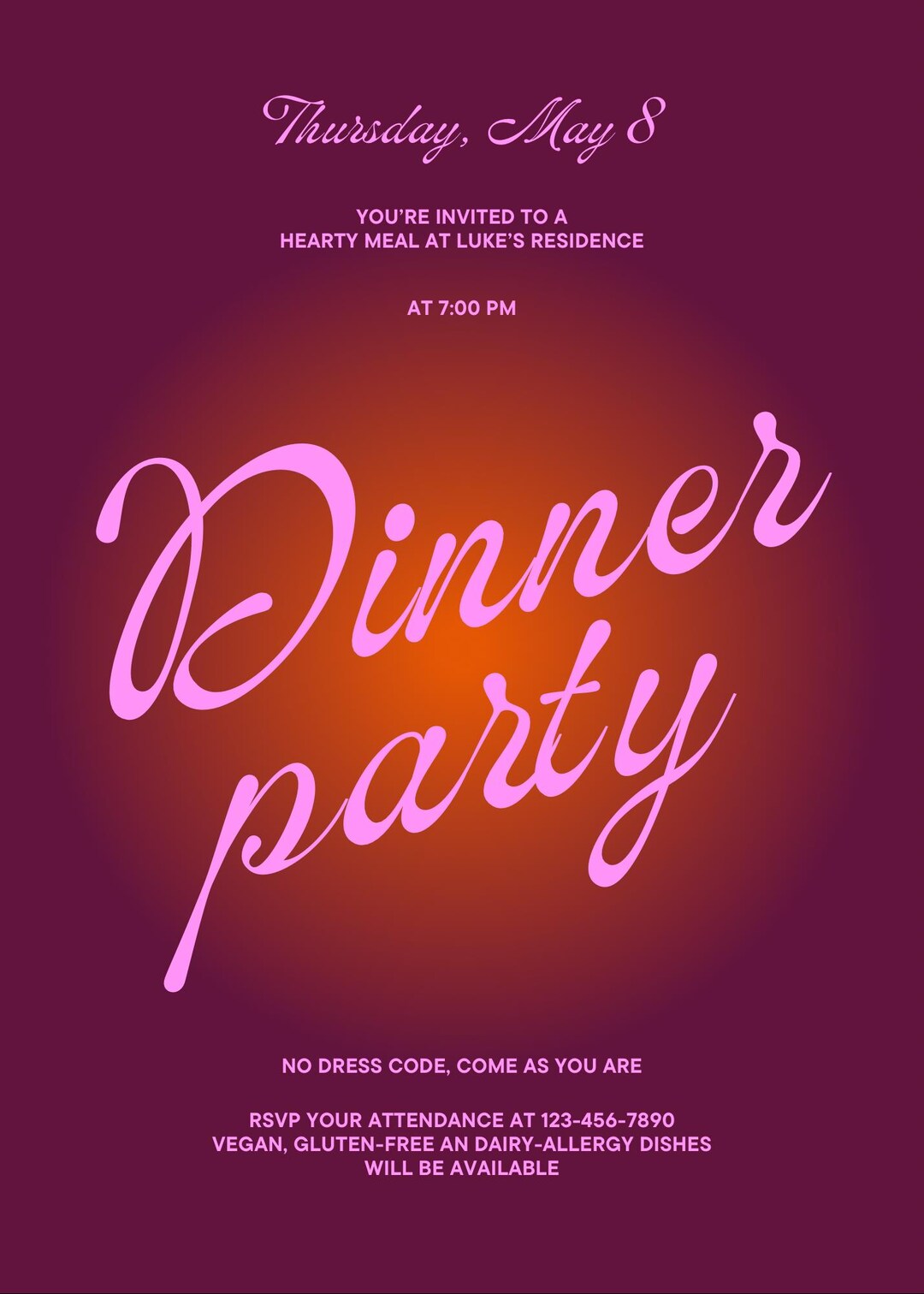 Dinner Party Invitation Girls Night Dinner Invitation Modern Sleek ...