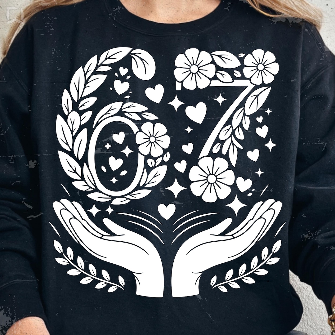 Valentines Day Six Seven 6 7 Meme Hand Heart 67 Men Boy Kids, 67 Svg ...