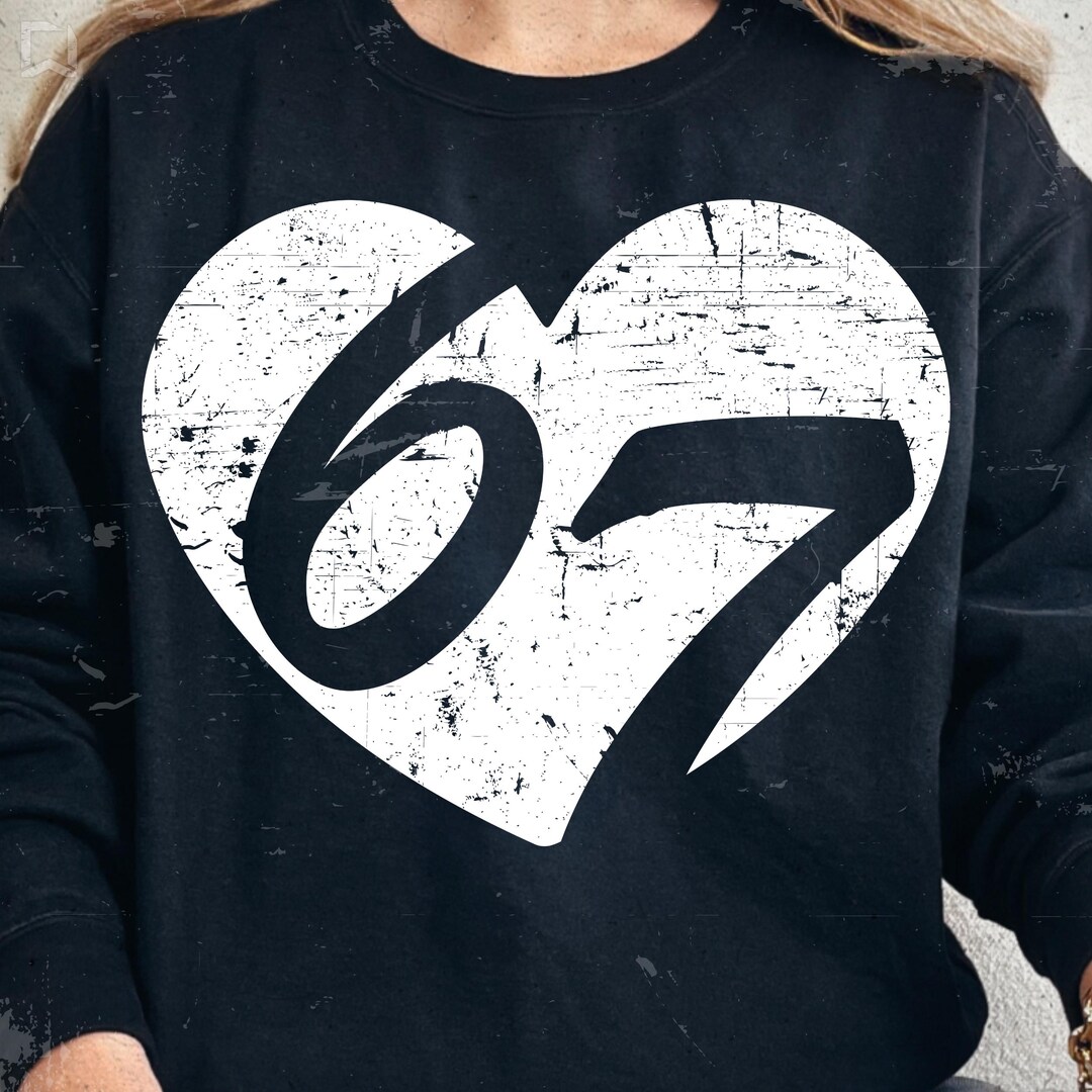 67 Heart SVG | Six Seven 67 Meme PNG Cool Valentine's for Boys Girls ...