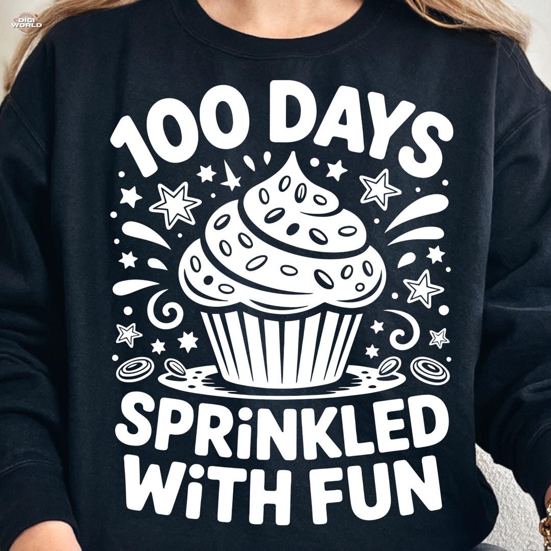 100 Days Sprinkled With Fun PNG | 100th Day of School Cupcake Design ...