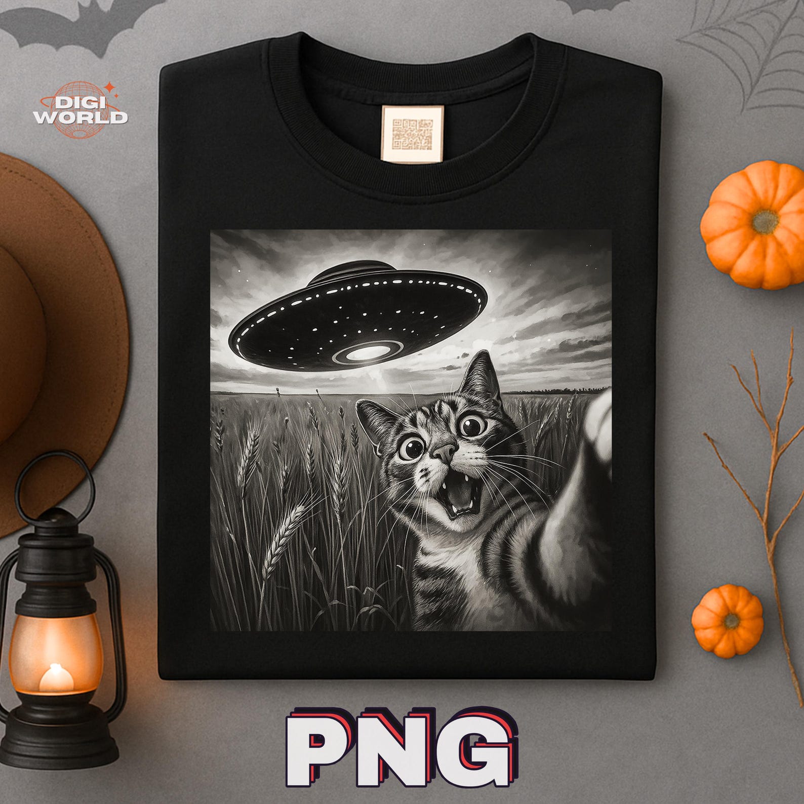 Cat UFO Alien Selfie PNG | Funny Meme Digital Download | Retro Space ...