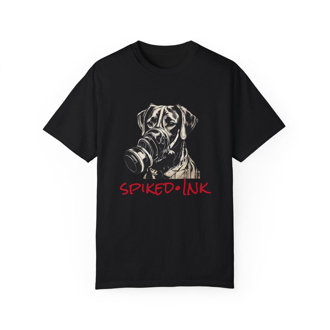 Funny Dog Gas Mask Graphic Design Unisex T-shirt, Cute Animal Tee ...