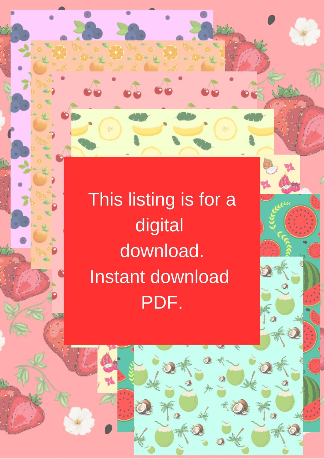 Seamless Pattern of Ruits Digital Download PDF Print - Etsy