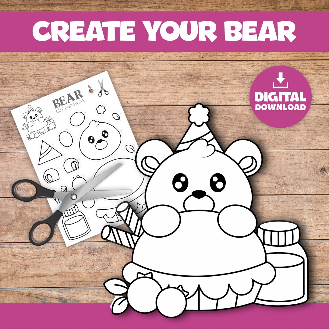 Create Your Own Fun Bear! Cut-paste and Color Craft Activity, Fun Bear ...