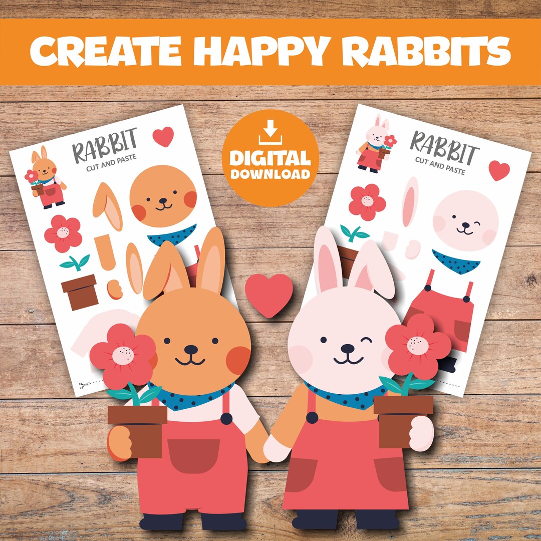Cut and Paste Yourself! Rabbit Love, Cut and Match, Have Fun!, Create ...