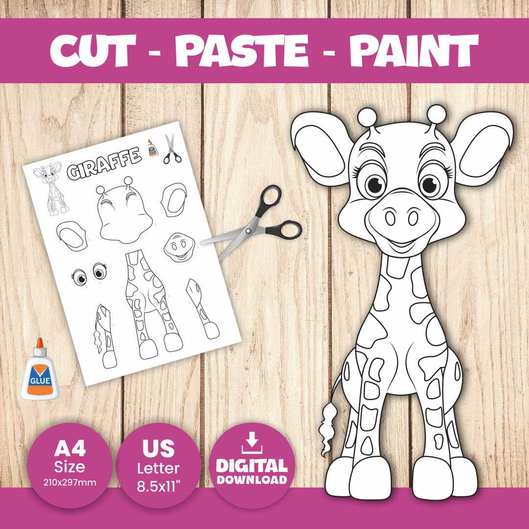 Create Your Own Fun Cut and Paste Giraffe, Cut and Paste Craft Activity ...