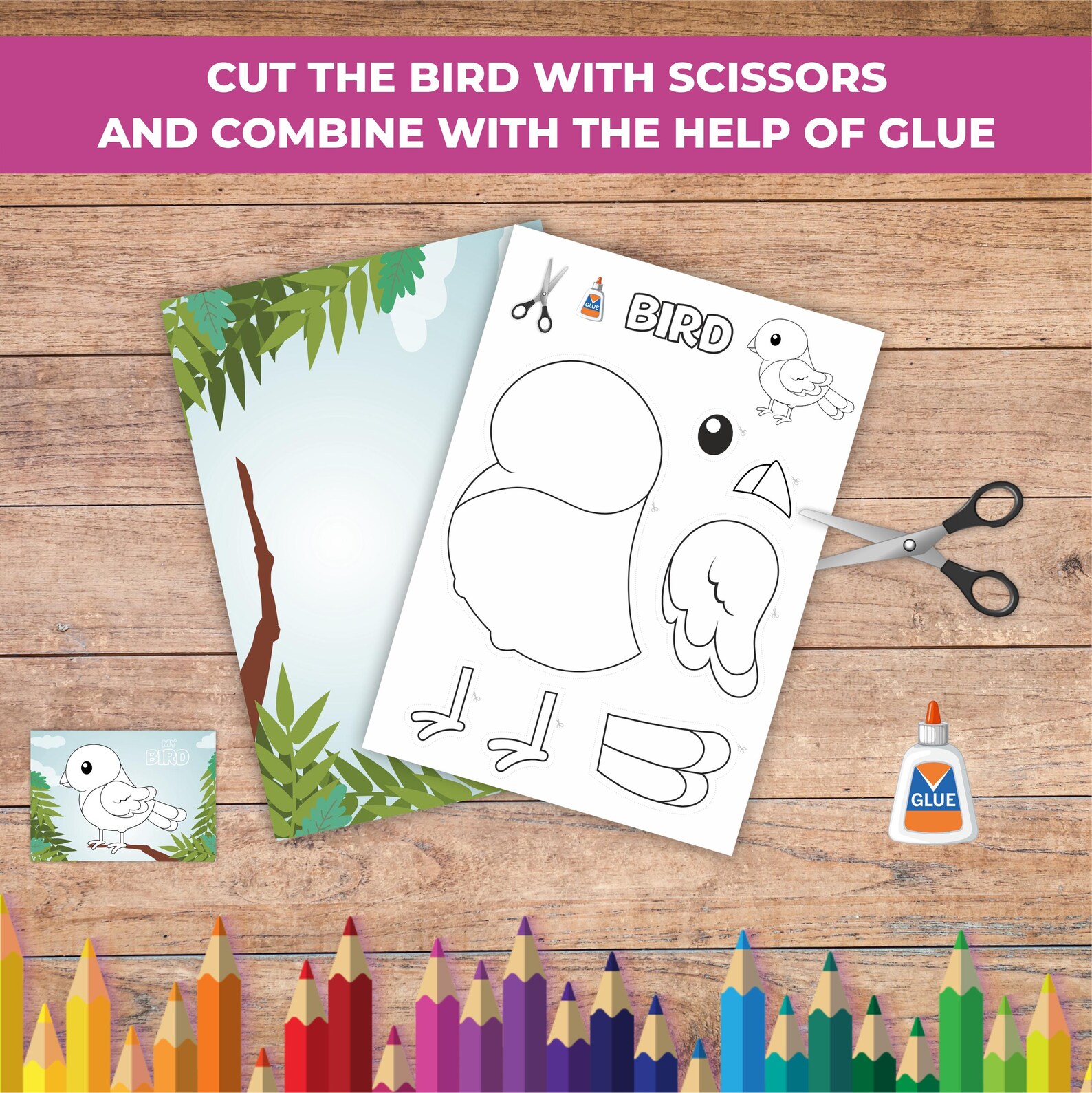 Create Your Own Fun Cut and Paste Bird!, Cut and Paste Craft Activity ...