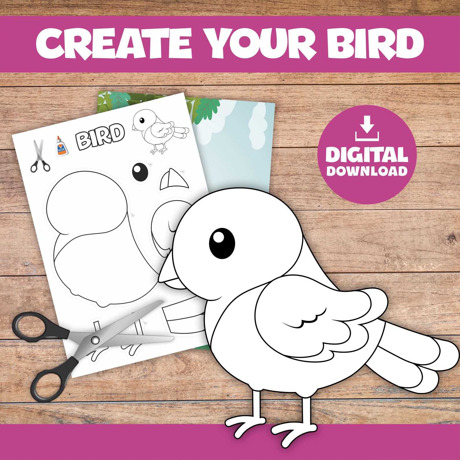 Create Your Own Fun Cut and Paste Bird!, Cut and Paste Craft Activity ...