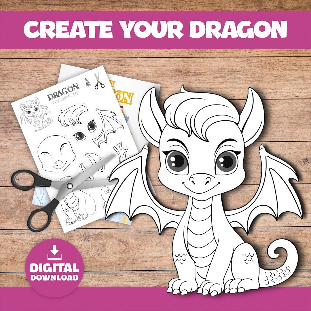 Create Your Own Fun Dragon! Cut-and-paste and Color Craft Activity, Fun ...