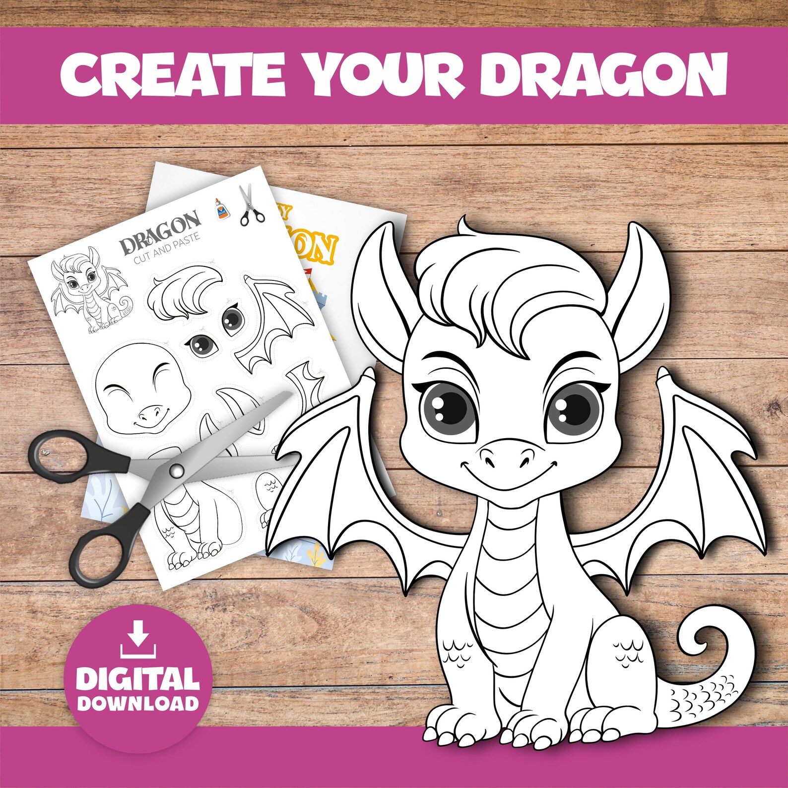 Create Your Own Fun Dragon! Cut-and-paste and Color Craft Activity, Fun ...
