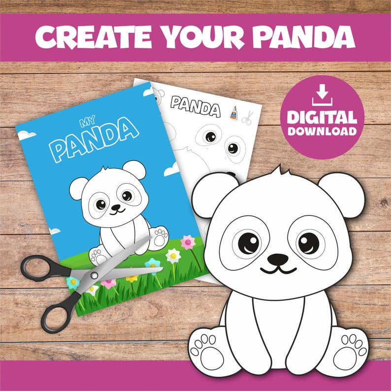 Panda Cut and Paste Craft, Paper Panda Decorations, Printable Activity ...