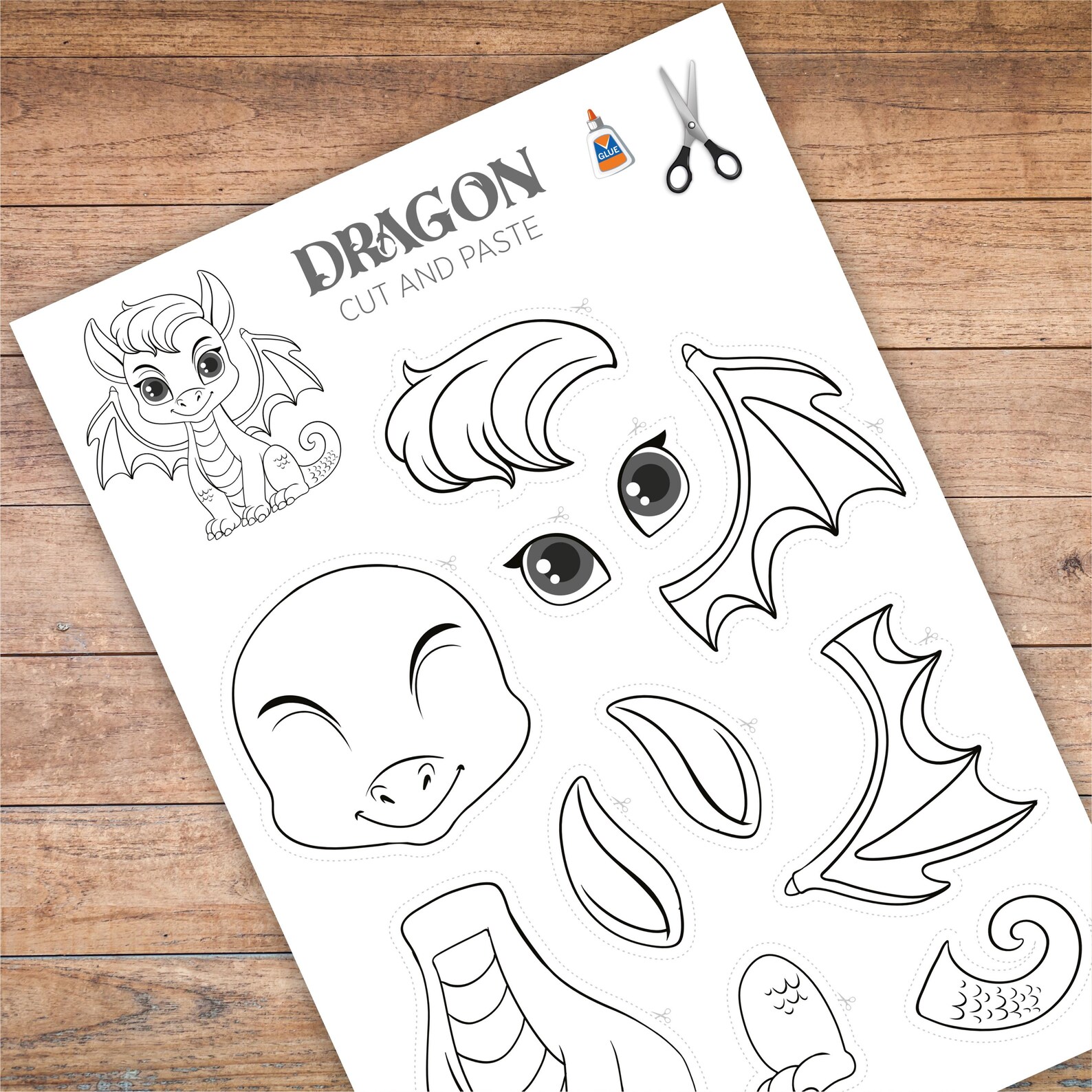 Create Your Own Fun Dragon! Cut-and-paste and Color Craft Activity, Fun ...