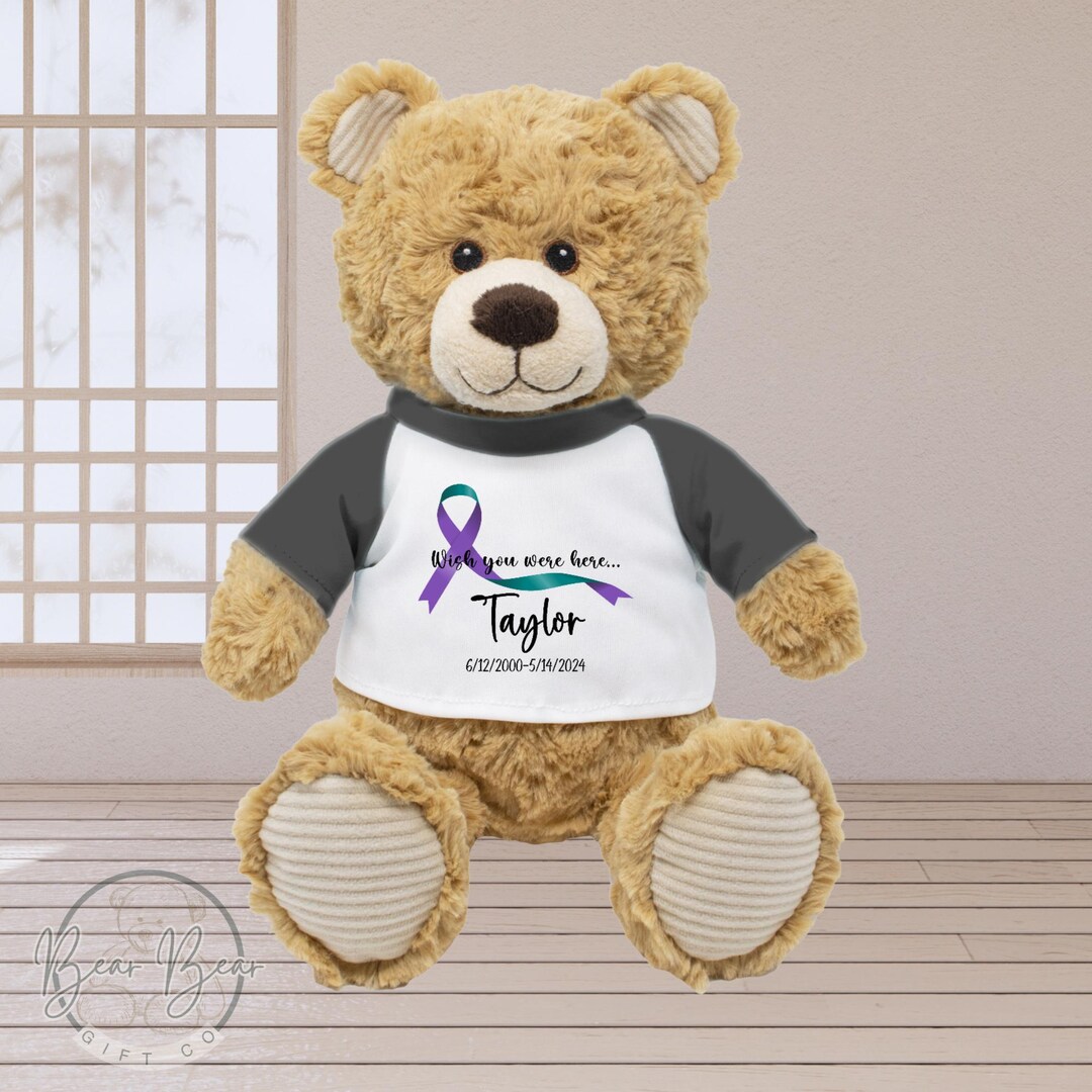 Custom Suicide Awareness Ribbon Memorial Teddy Bear Gift, Personalized ...