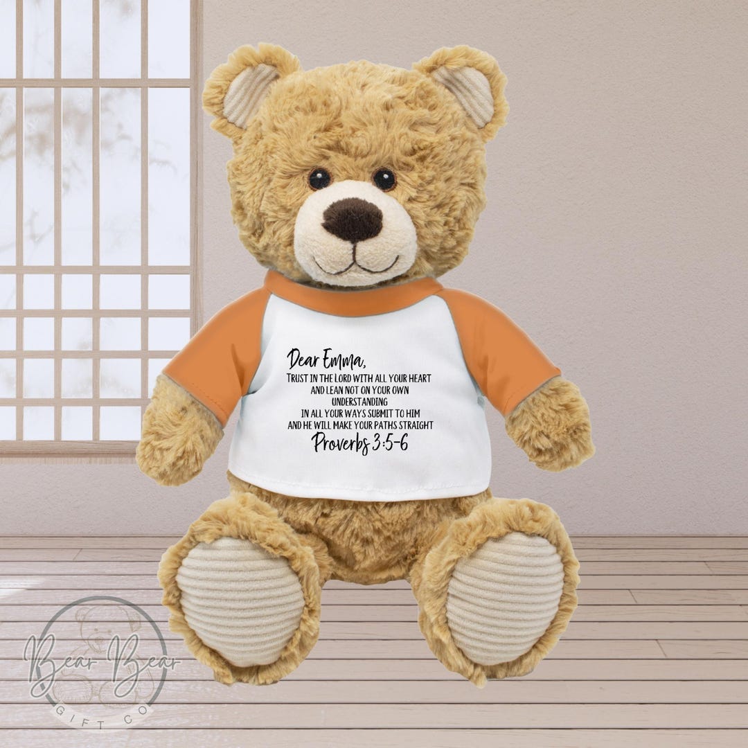 Personalized Proverbs 3:5-6 Prayer Bear Gift, Custom Bible Verse Teddy ...