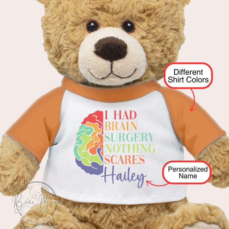 Custom Brain Surgery Warrior Teddy Bear Gift, Personalized Brain Injury ...