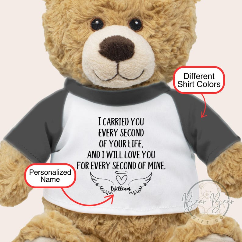 Custom Miscarriage Memorial Teddy Bear Gift, Personalized Name Plush ...