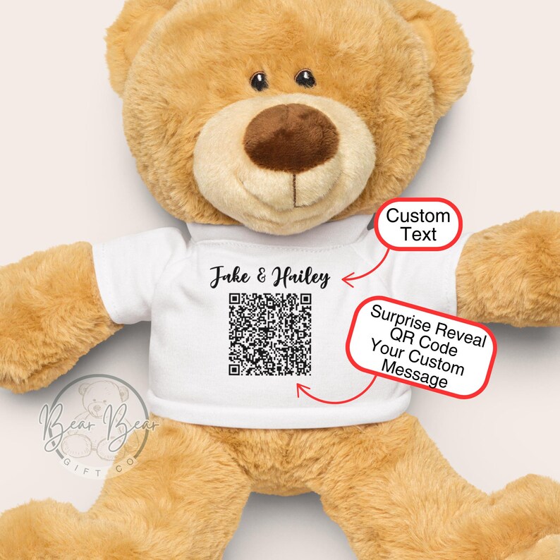 Surprise Reveal QR Code Custom Photo Teddy Bear Gift, Personalized ...