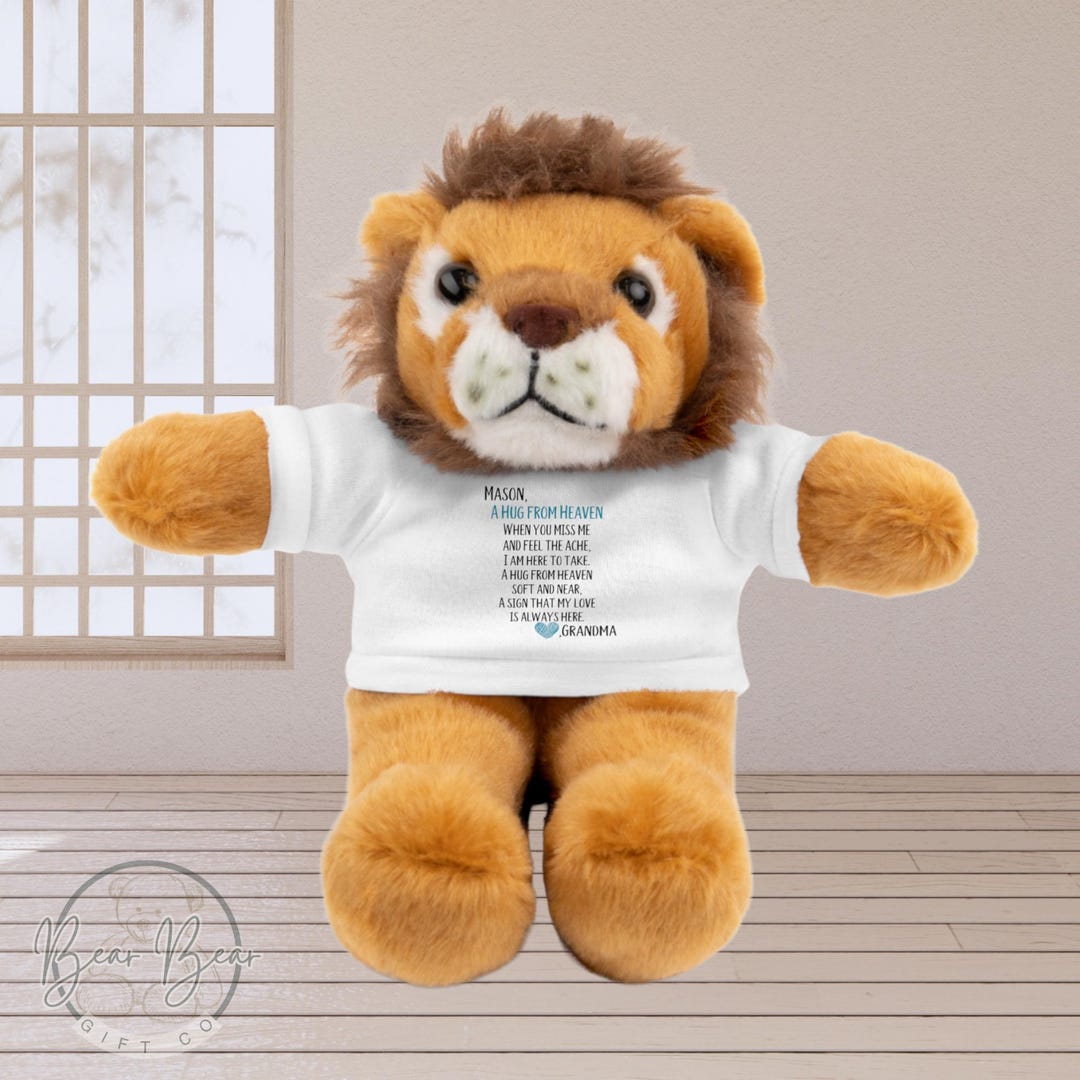 Personalized Hug From Heaven Memorial Lion Plush Gift, Custom in Memory ...