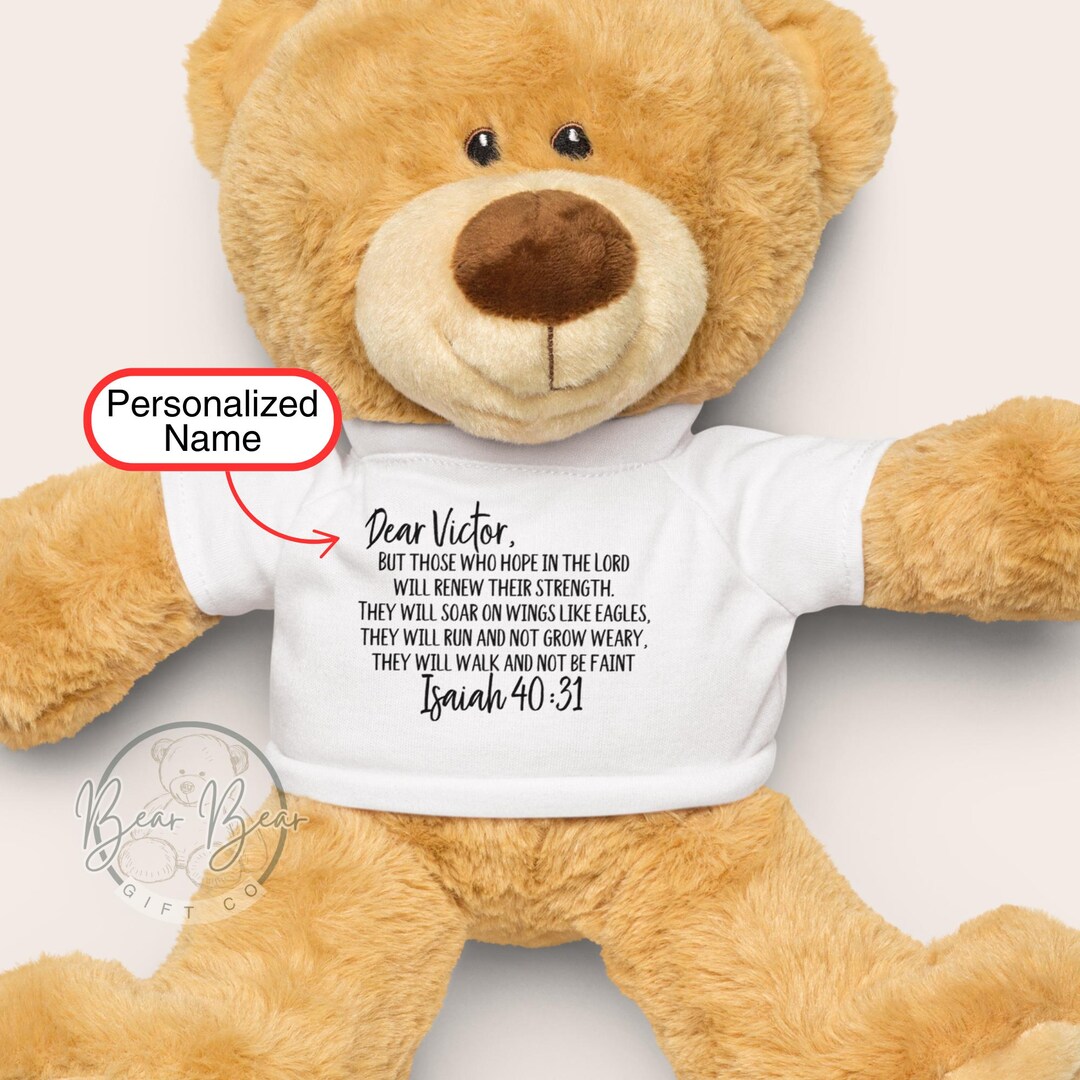 Custom Bible Verse Teddy Bear Gift, Personalized Isaiah 40:31 Prayer ...