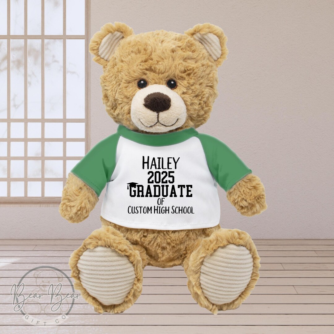 Personalized 2025 Graduation Teddy Bear Gift, Custom School Name Monkey ...